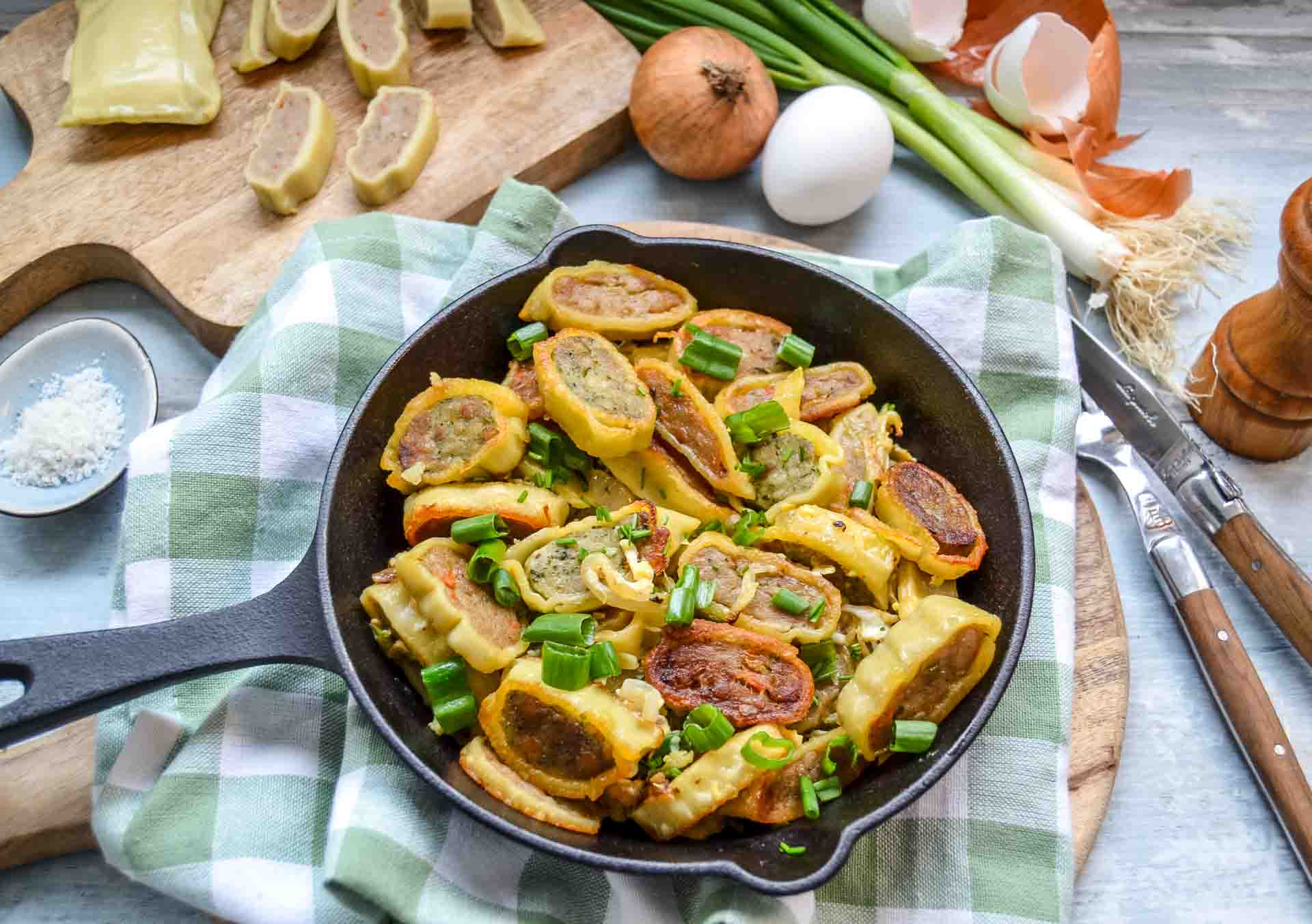Maultaschen Pfanne Rezept mit Ei - Kochen aus Liebe